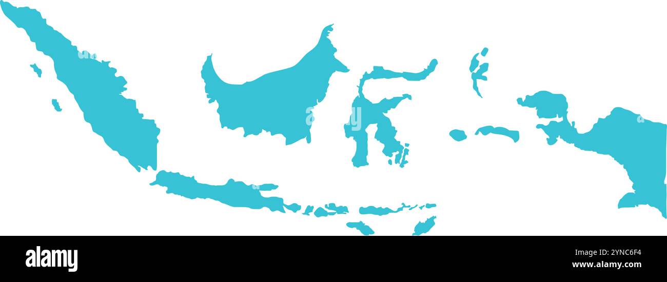 Indonesia MAP in Blue, Country Map, Indonesia, Border Map, Border line ...