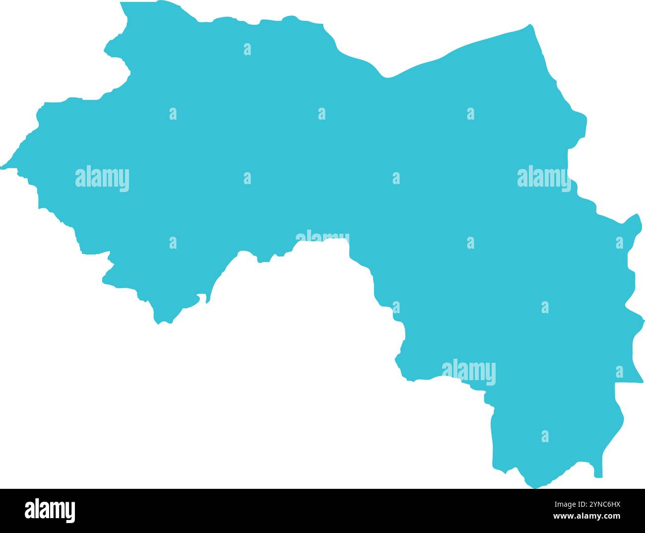 Guinea MAP in Blue, Country Map, Guinea, Border Map, Border line of ...