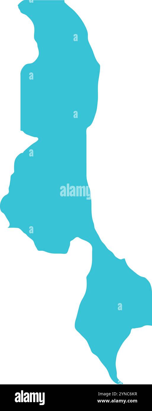 Malawi MAP in Blue, Country Map, Malawi, Border Map, Border line of ...