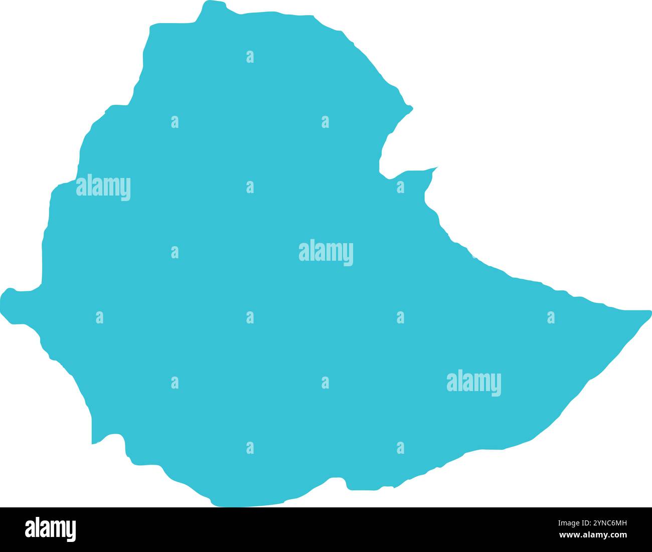 Ethiopia MAP in Blue, Country Map, Ethiopia, Border Map, Border line of ...