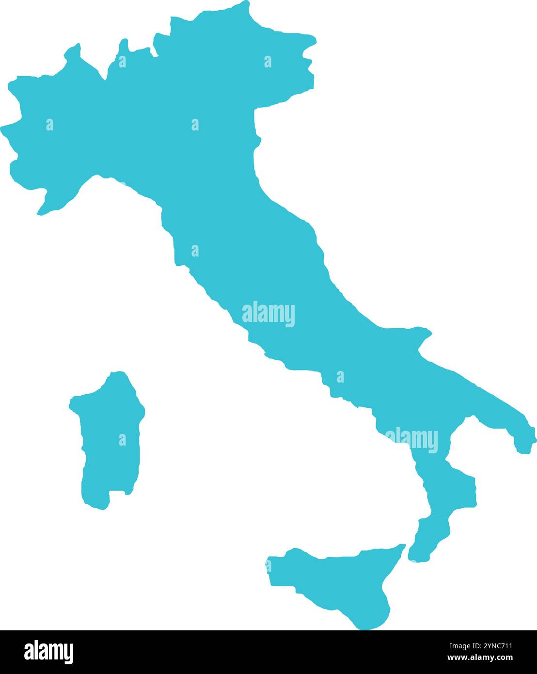 Italy MAP in Blue, Country Map, Italy, Border Map, Border line of Italy ...