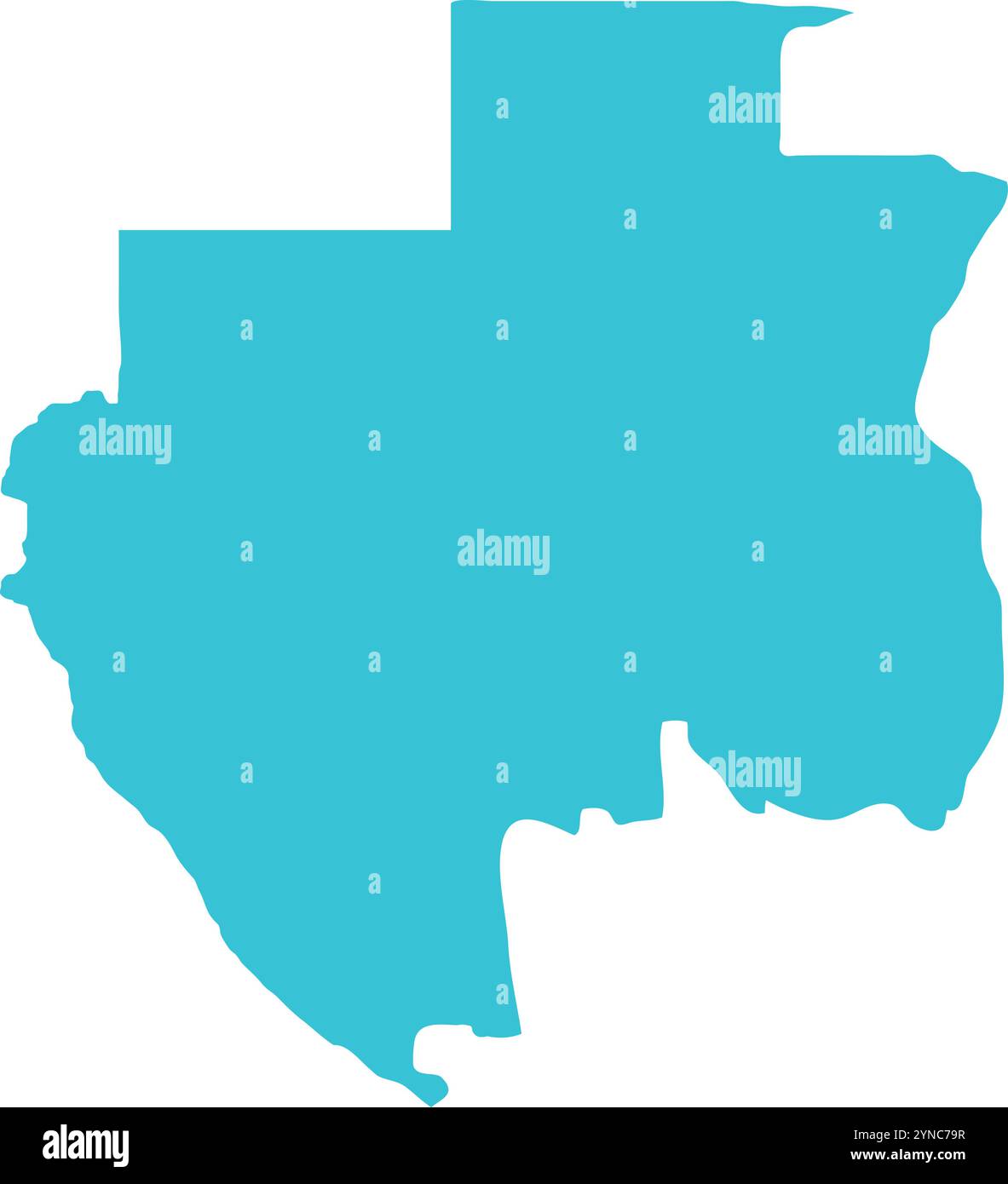 Gabon MAP in Blue, Country Map, Gabon, Border Map, Border line of Gabon ...