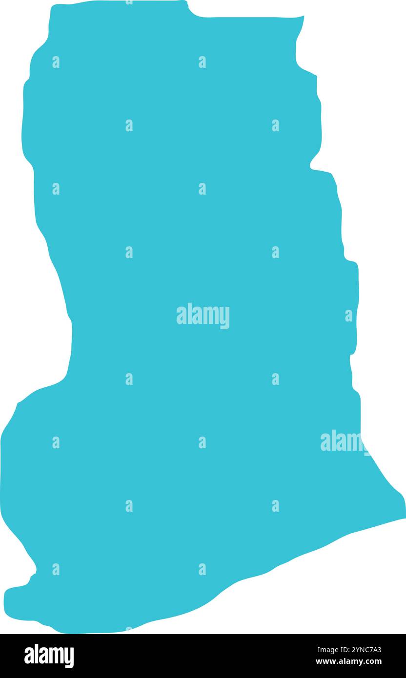 Ghana MAP in Blue, Country Map, Ghana, Border Map, Border line of Ghana ...