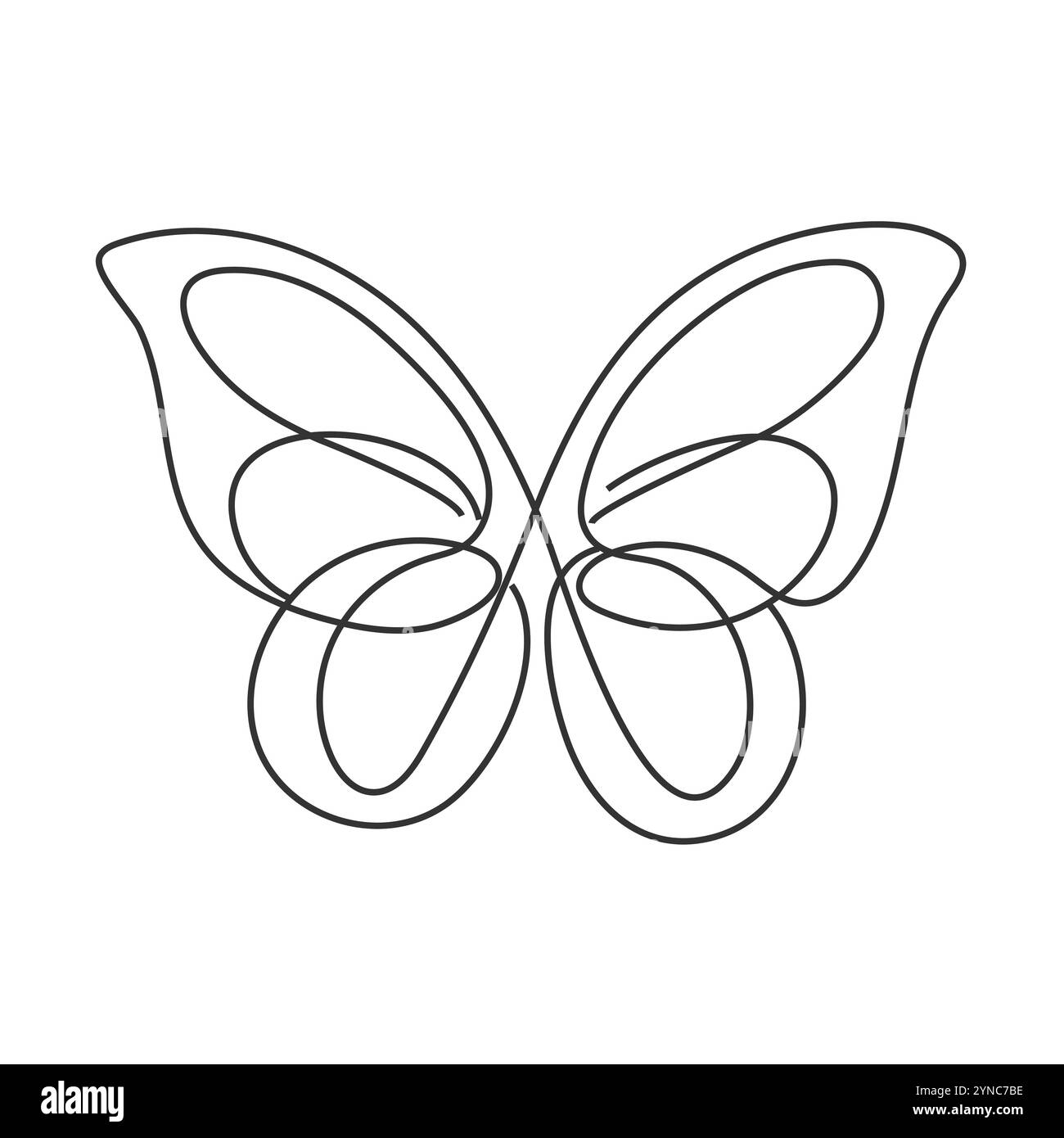 Continuous line drawing of beautiful butterfly. Single one line art of ...