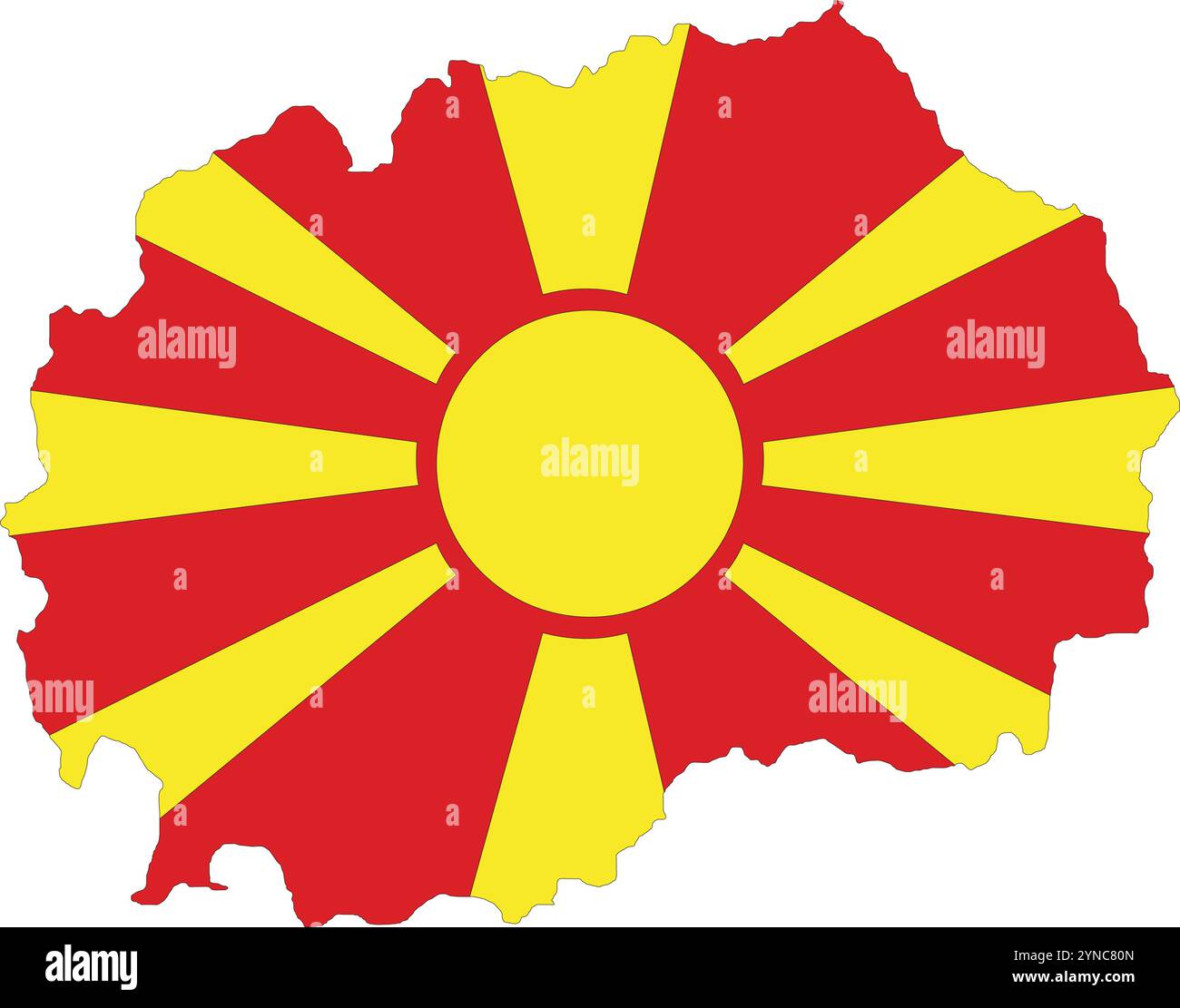 North Macedonia Flag in Map, North Macedonia Map with Flag, Map of ...