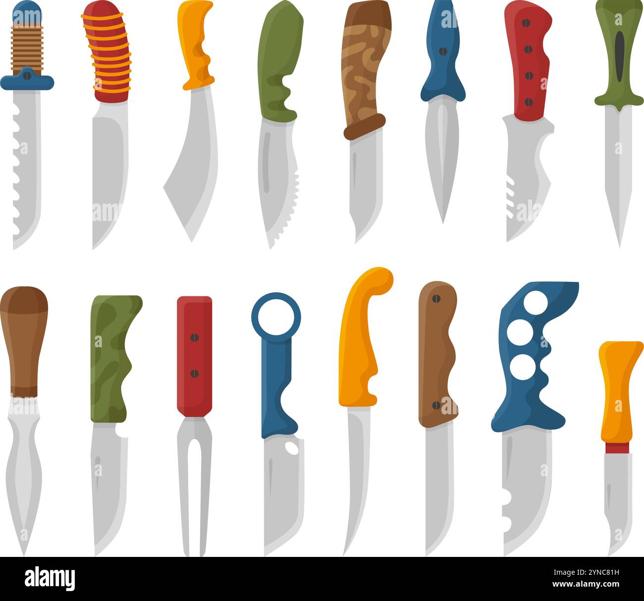 Flat survival knives. Hiking camping hunting equipment with blades ...