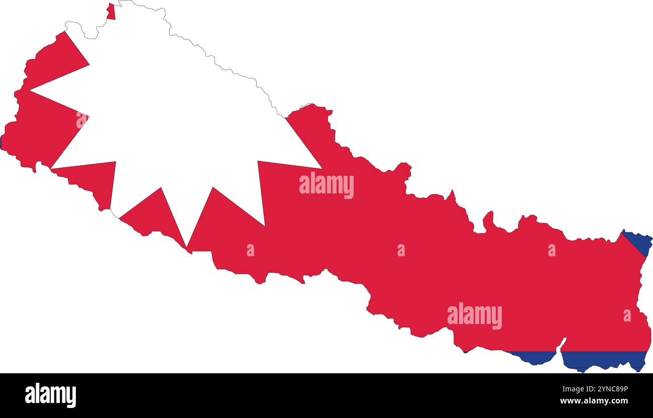 Nepal Flag in Nepal Map, Nepal Map with Flag, Country Map, Nepal with ...