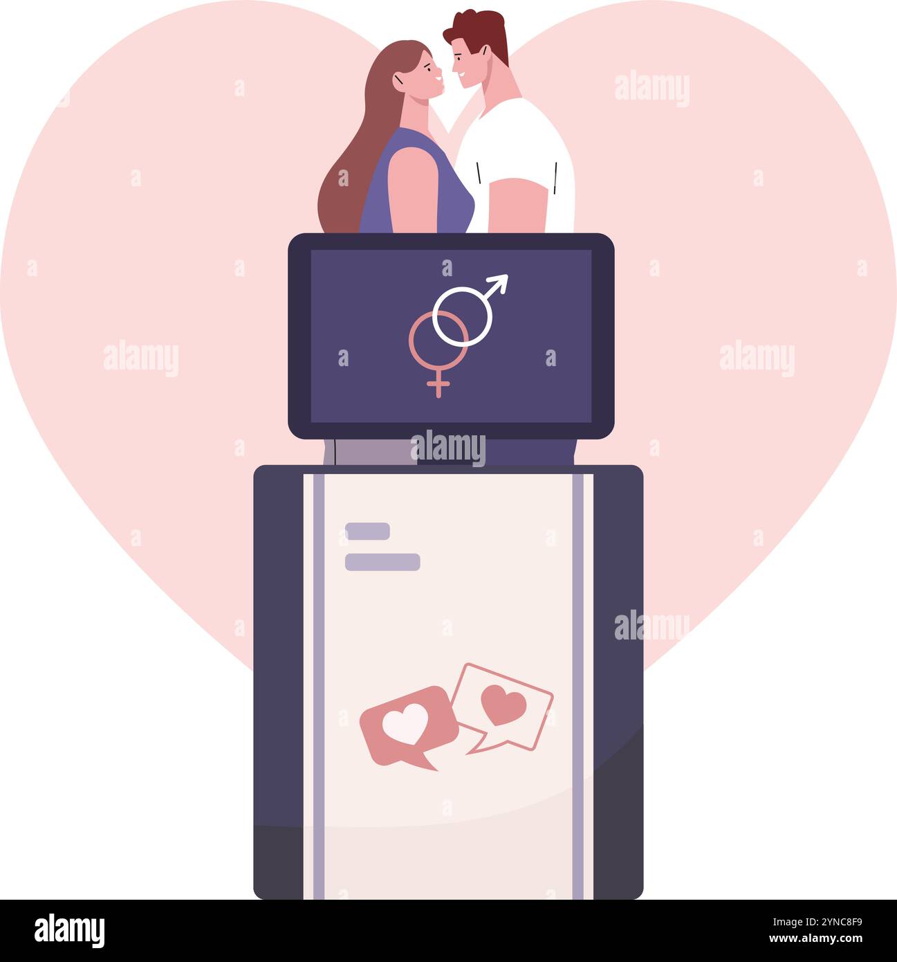 Couple in love together. Young male and female stand behind x-ray ...