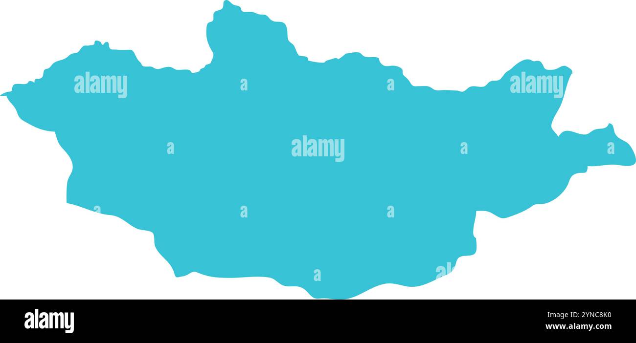 Mongolia MAP in Blue, Country Map, Mongolia, Border Map, Border line of ...