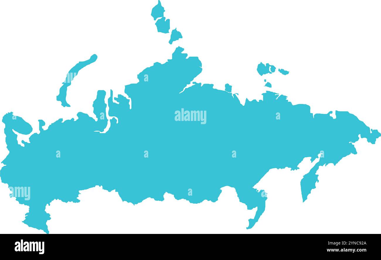 Russia MAP in Blue, Country Map, Russia, Border Map, Border line of ...