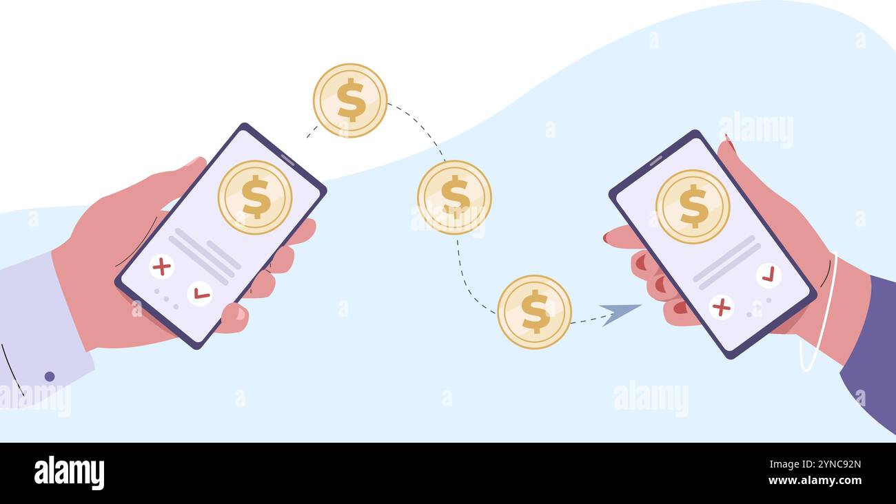 Man send money woman online. Payment, family digital wallet or ...