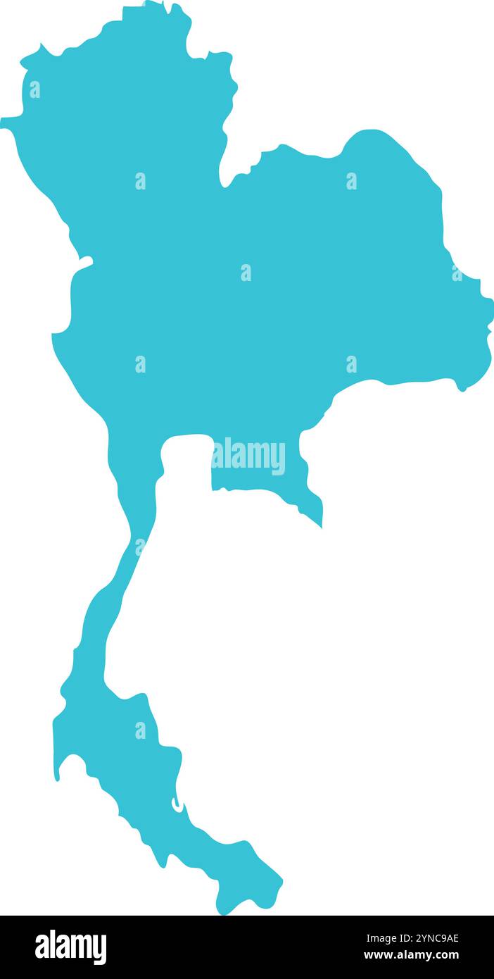 Thailand MAP in Blue, Country Map, Thailand, Border Map, Border line of ...