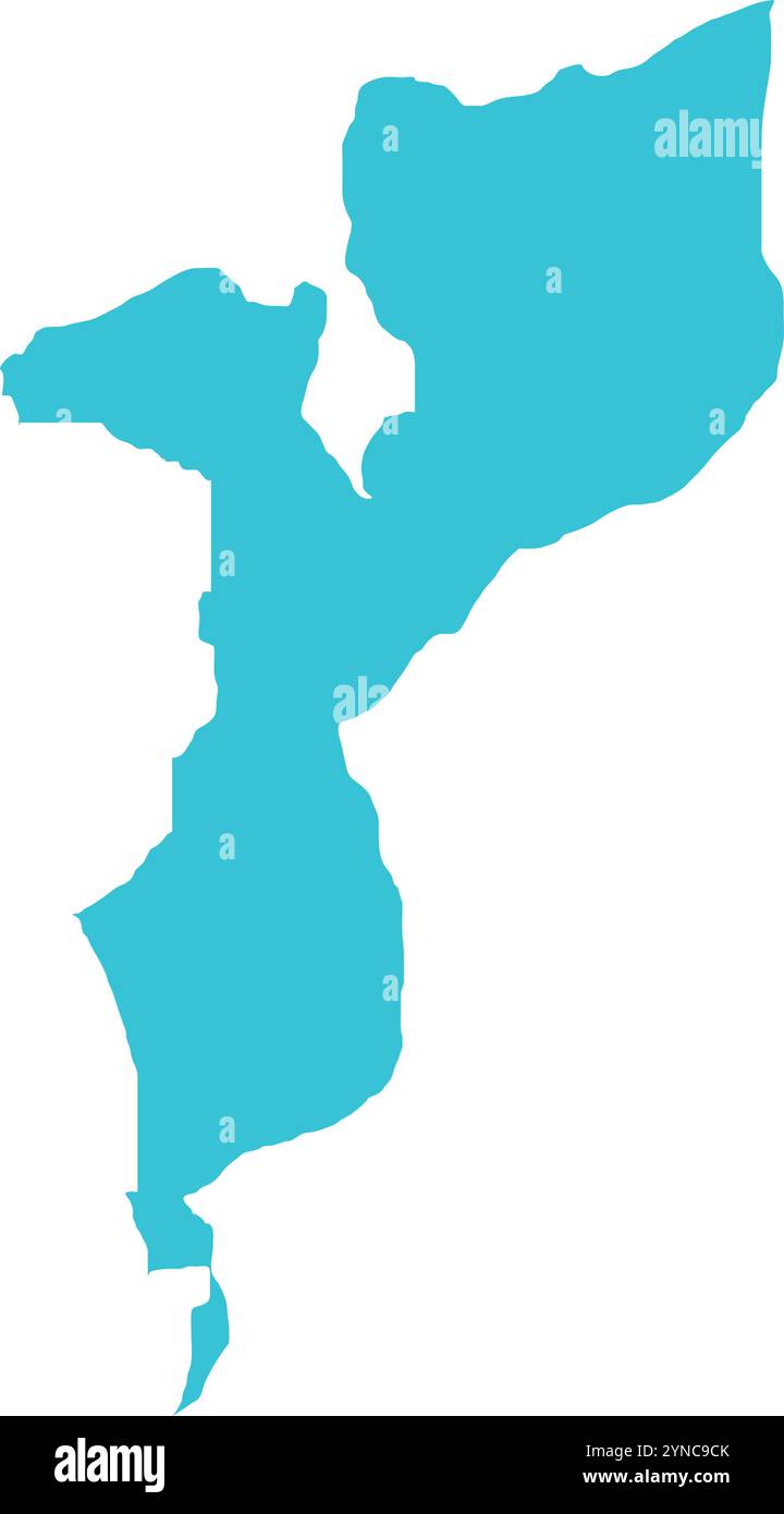 Mozambique MAP in Blue, Country Map, Mozambique, Border Map, Border ...
