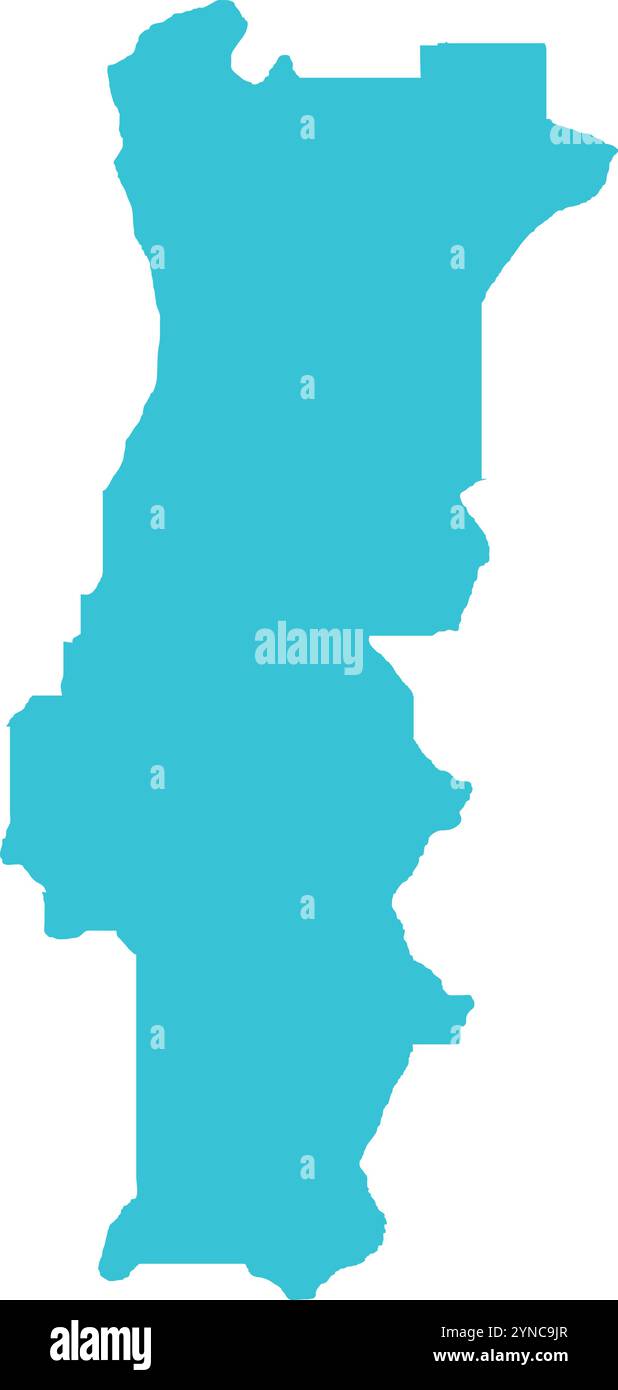 Portugal MAP in Blue, Country Map, Portugal, Border Map, Border line of ...