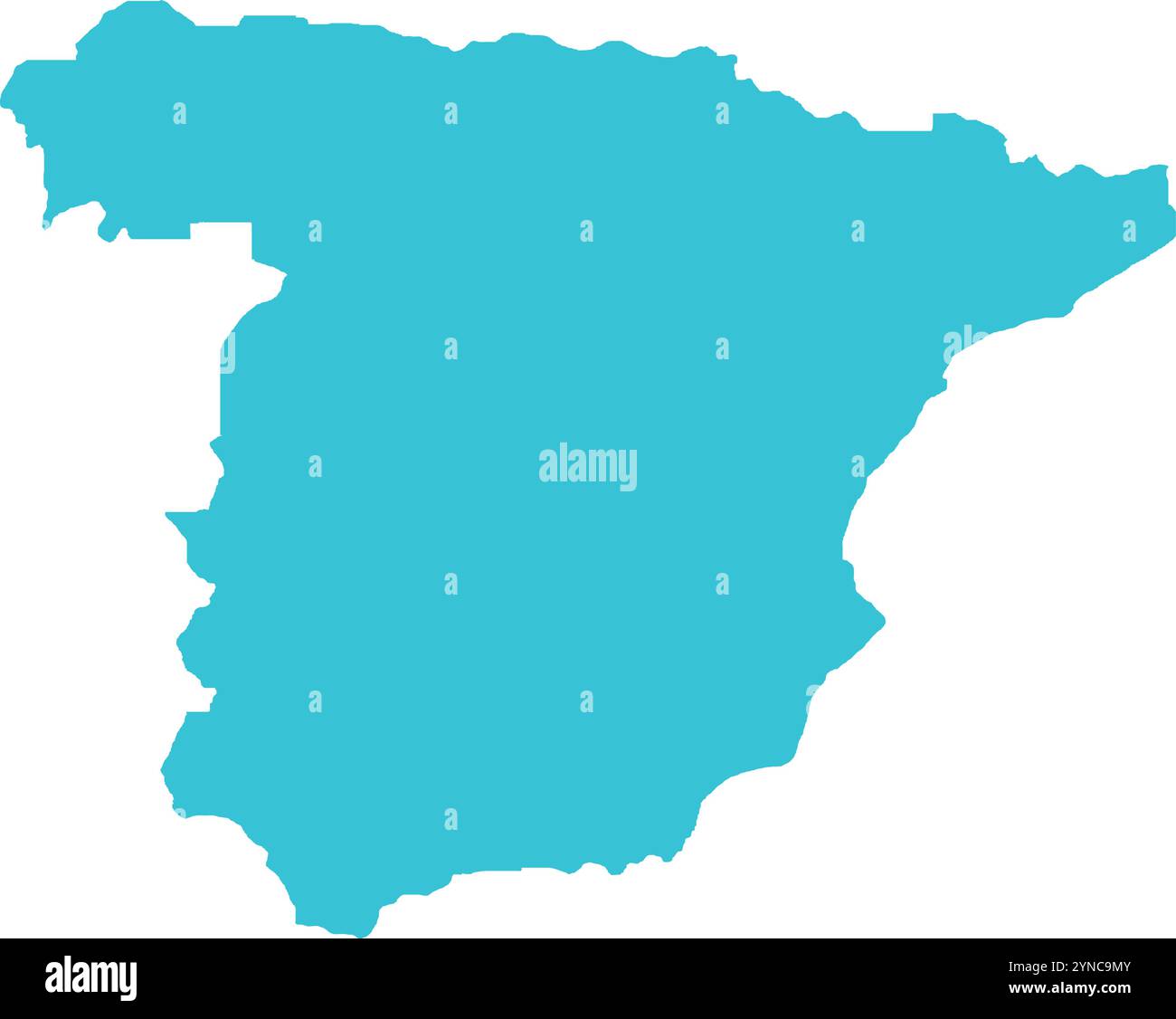 Spain MAP in Blue, Country Map, Spain, Border Map, Border line of Spain ...