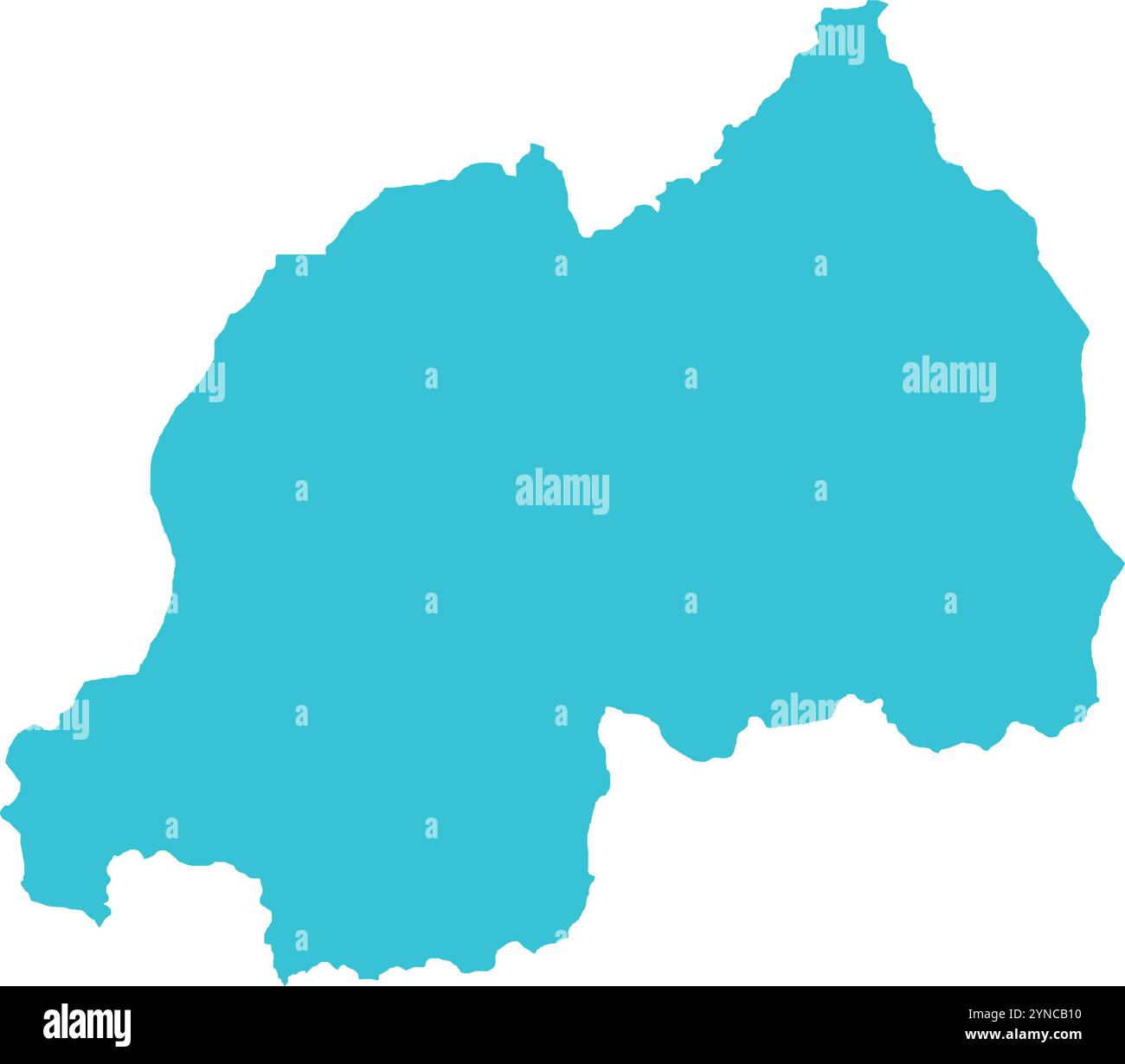 Rwanda MAP in Blue, Country Map, Rwanda, Border Map, Border line of ...