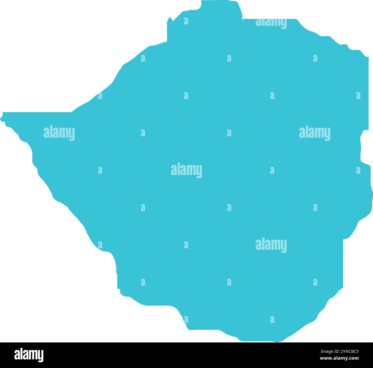 Zimbabwe MAP in Blue, Country Map, Zimbabwe, Border Map, Border line of ...