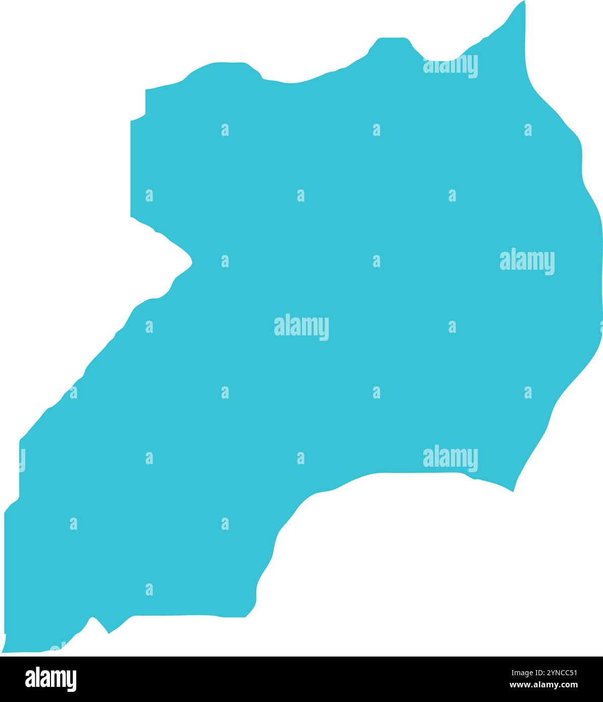 Uganda MAP in Blue, Country Map, Uganda, Border Map, Border line of ...