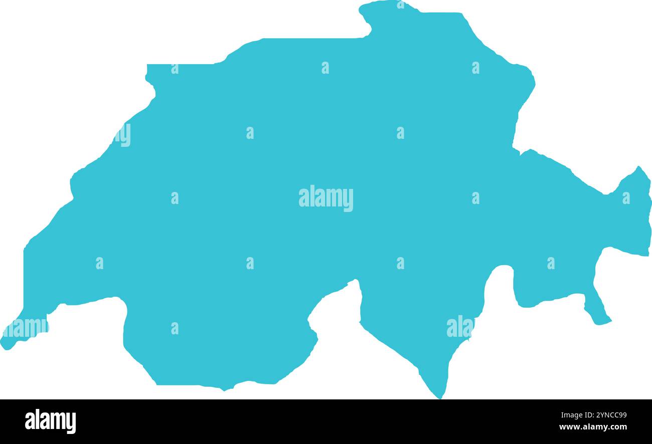 Switzerland MAP in Blue, Country Map, Switzerland, Border Map, Border ...