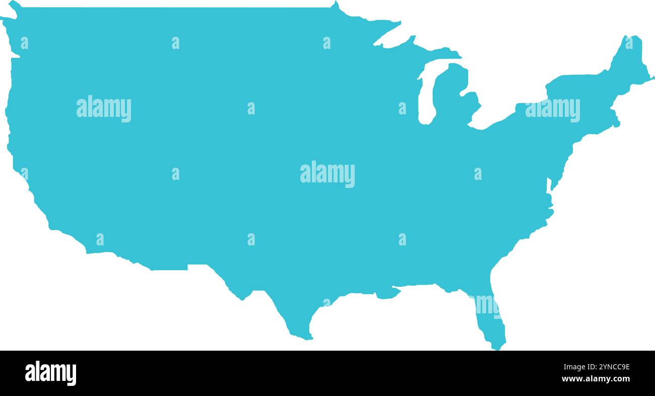 USA MAP in Blue, Country Map, USA, Border Map, Border line of USA ...