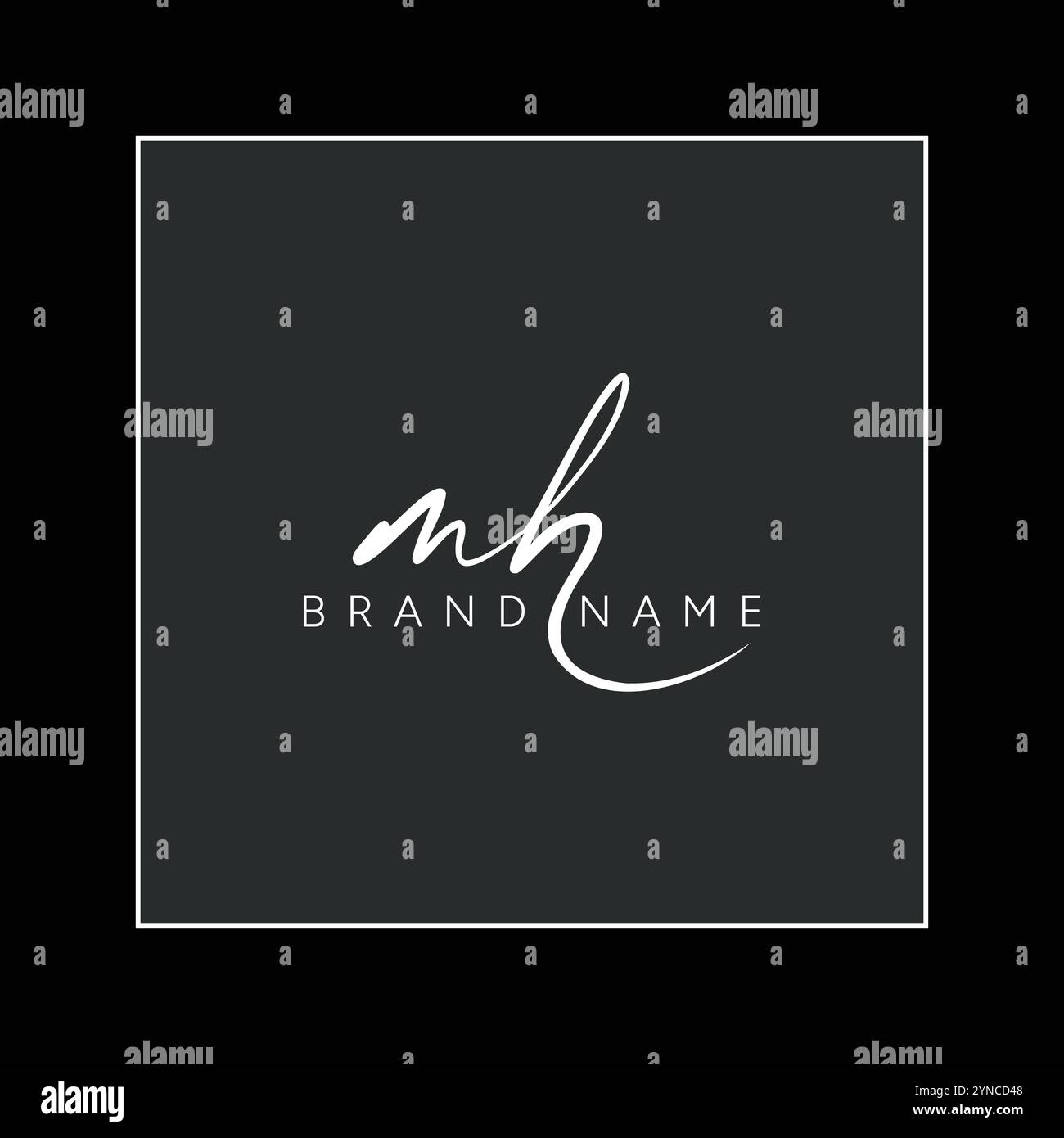 Handwritten Signature logo for Initial Letter MH - Vector Logo Template ...