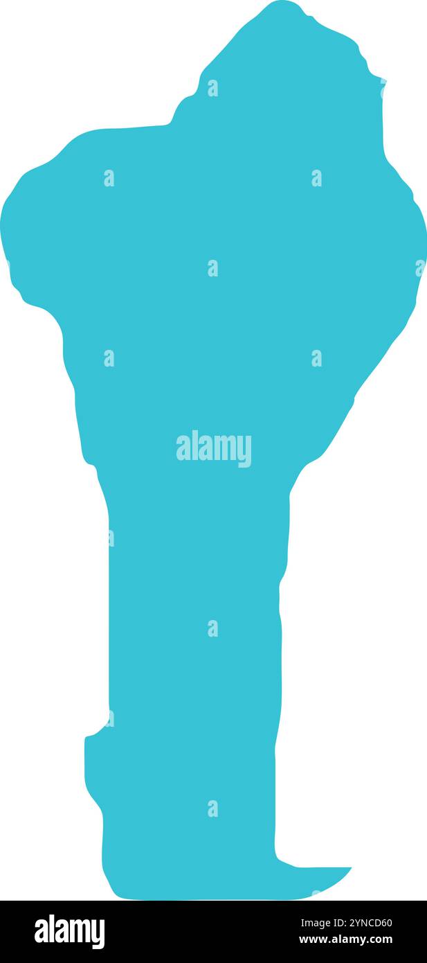 Benin MAP in Blue, Country Map, Benin, Border Map, Border line of Benin ...