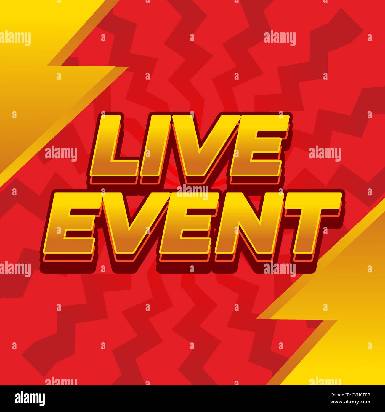 Live event. Text effect design in bold fonts with 3D effect. gold red ...