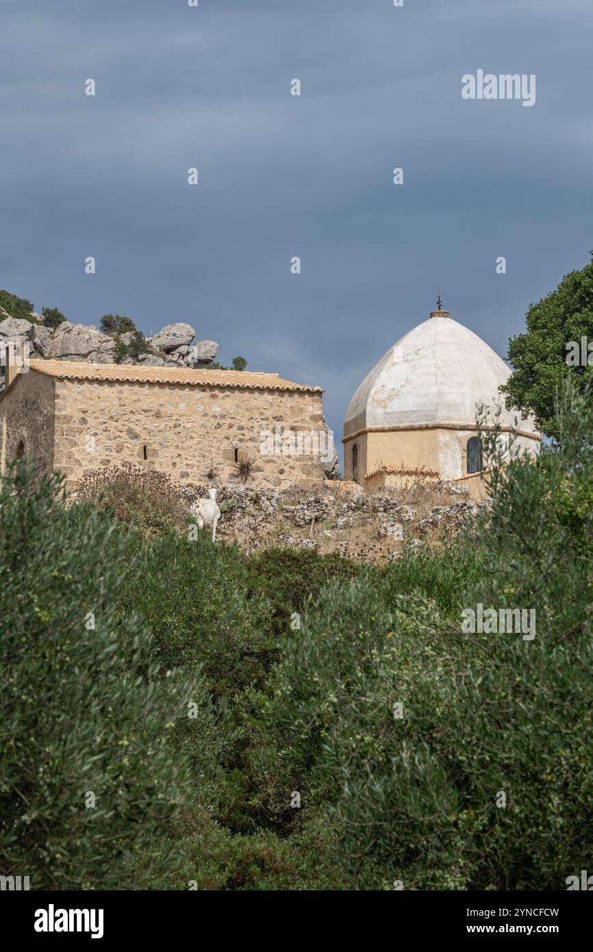 the monastery of Panagia Skipiotissa at the top of mount Skopos near ...
