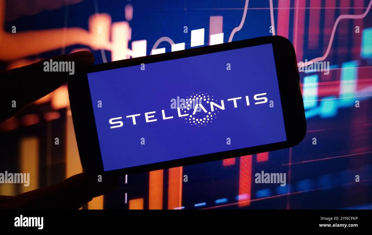 Konskie, Poland - November 24, 2024: Stellantis company logo displayed ...