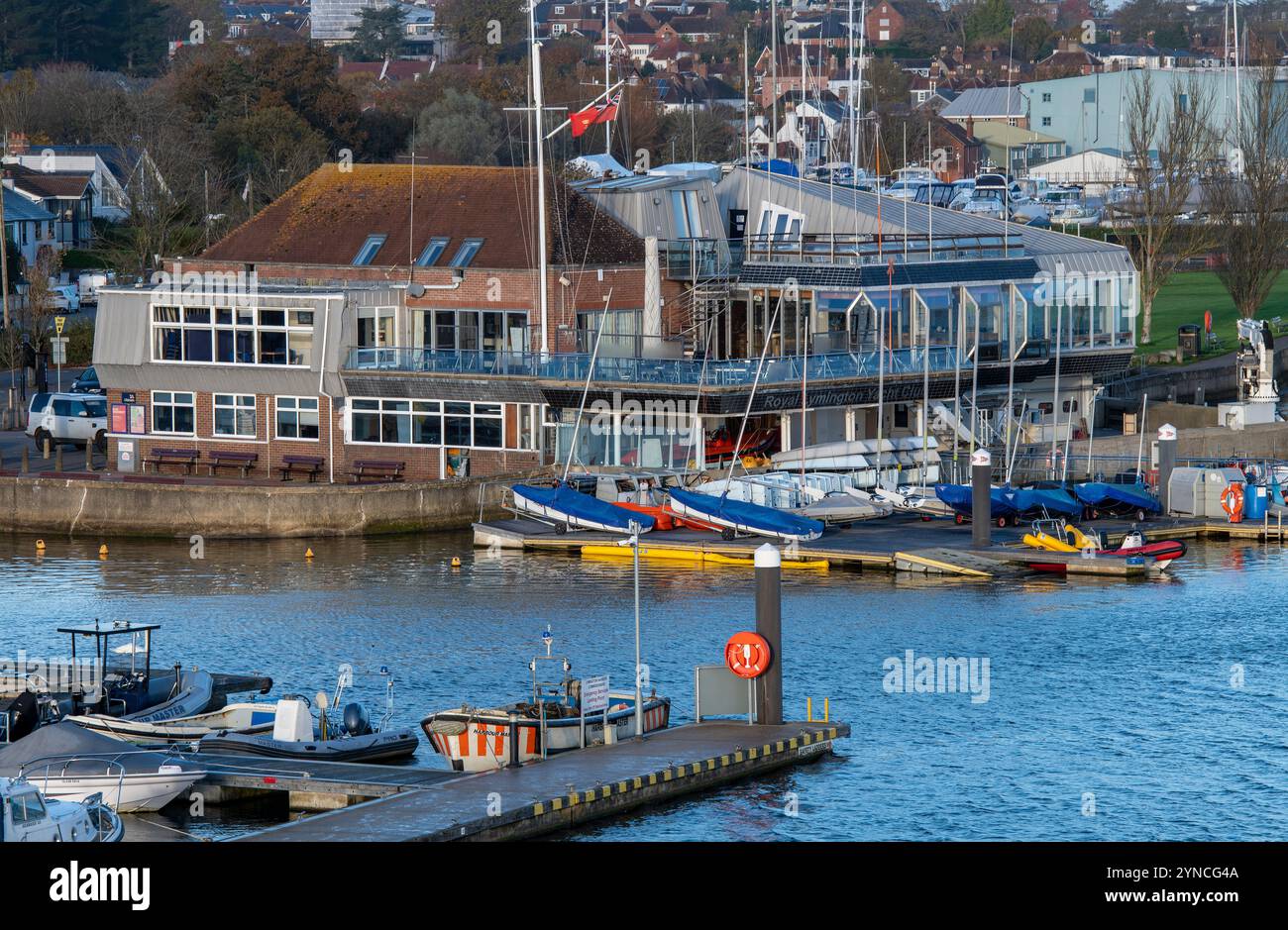 the Royal Lymington yacht club on the waterside of the Lymington River ...