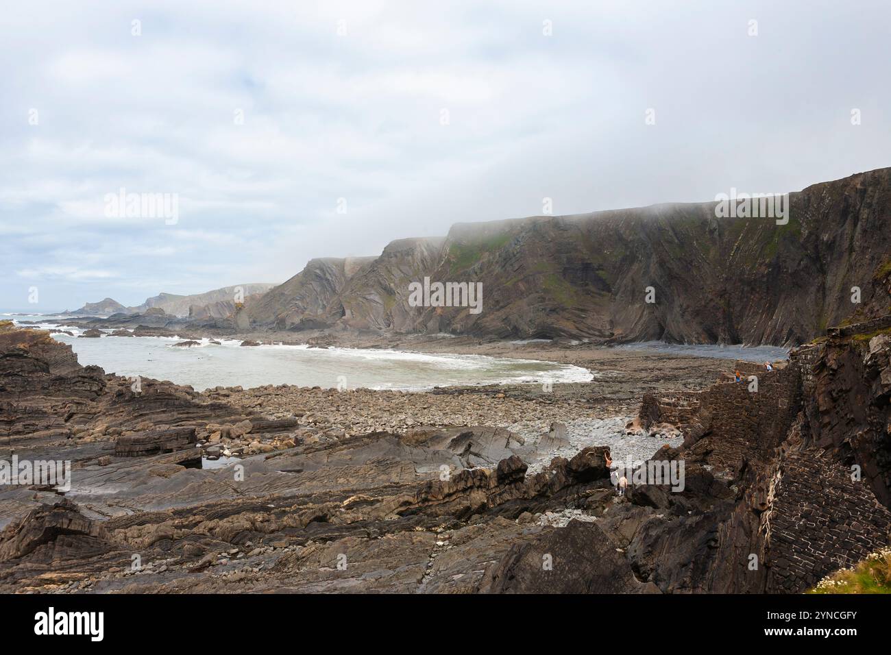 Mist rolling in from the sea at Warren Beach near Hartland Quay, North ...
