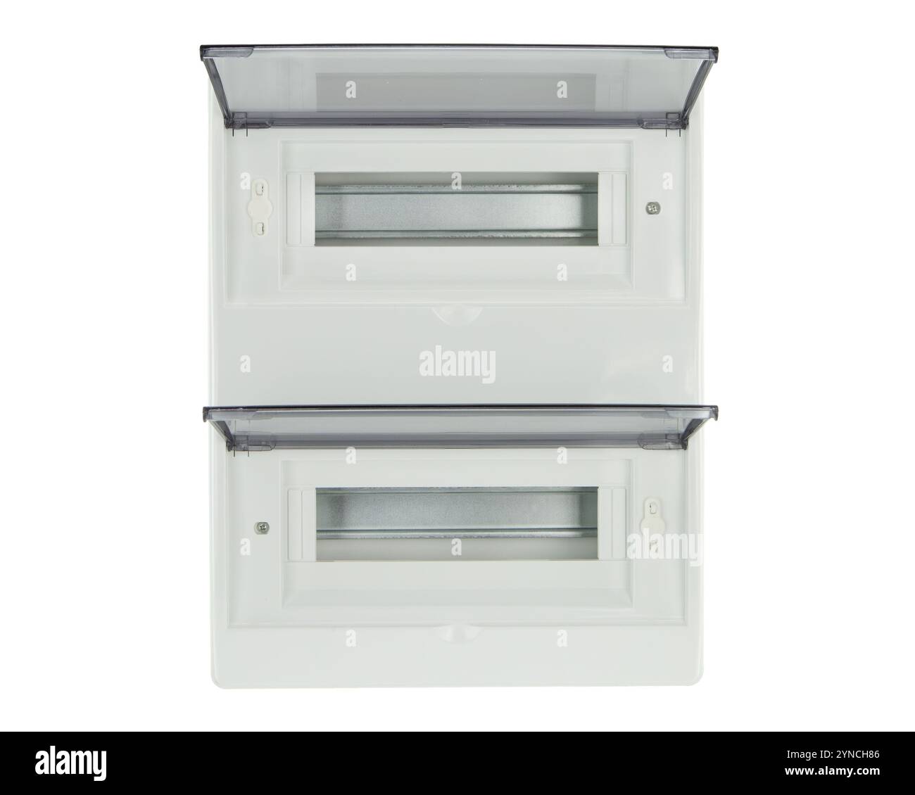 Dual compartment electrical distribution box with transparent covers ...