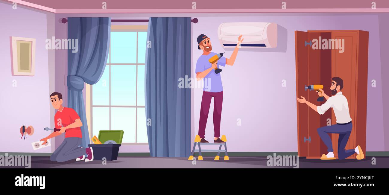 Interior renovation. Maintenance services builders installing and ...