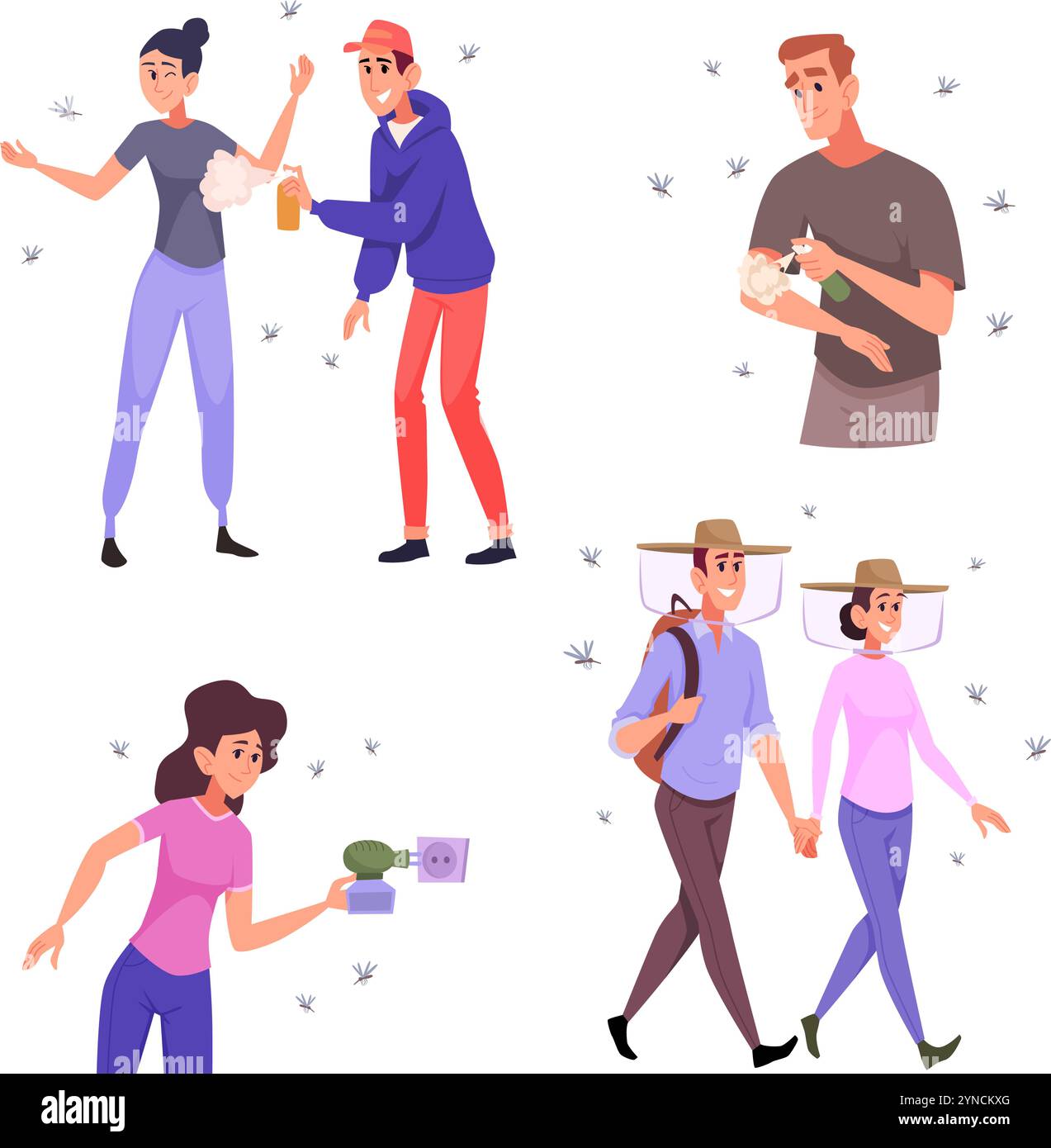 Insect prevention. Different stages of mosquitoes bite protection ...