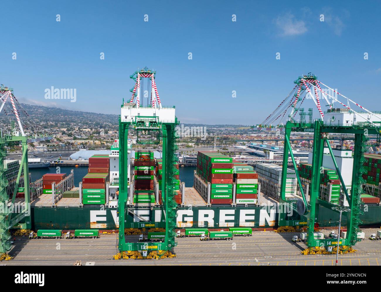 Port of Los Angeles. Everport Shipping Container terminal. Shipping ...