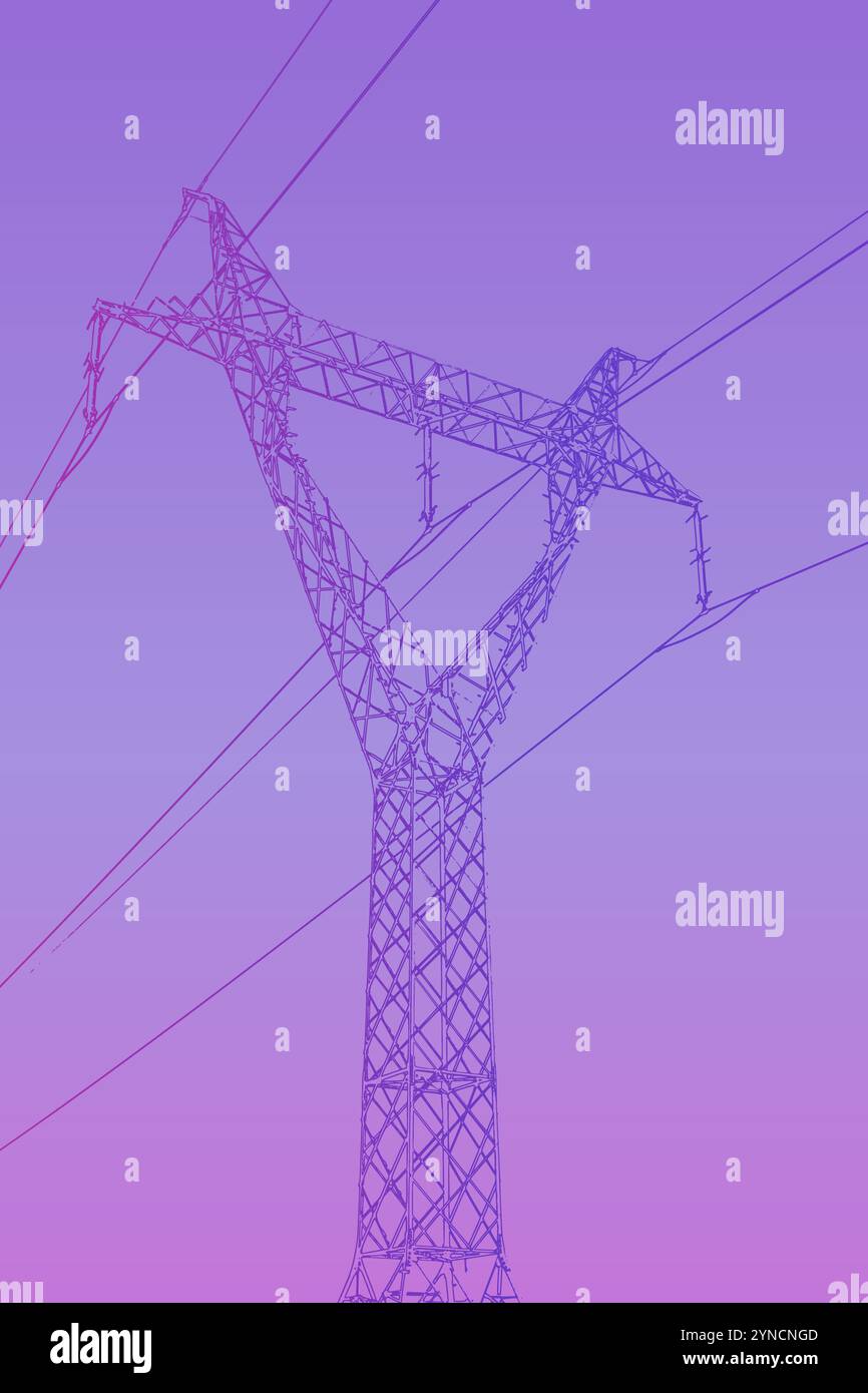 Electric pole poster pink purple graphics. Poster design with ...