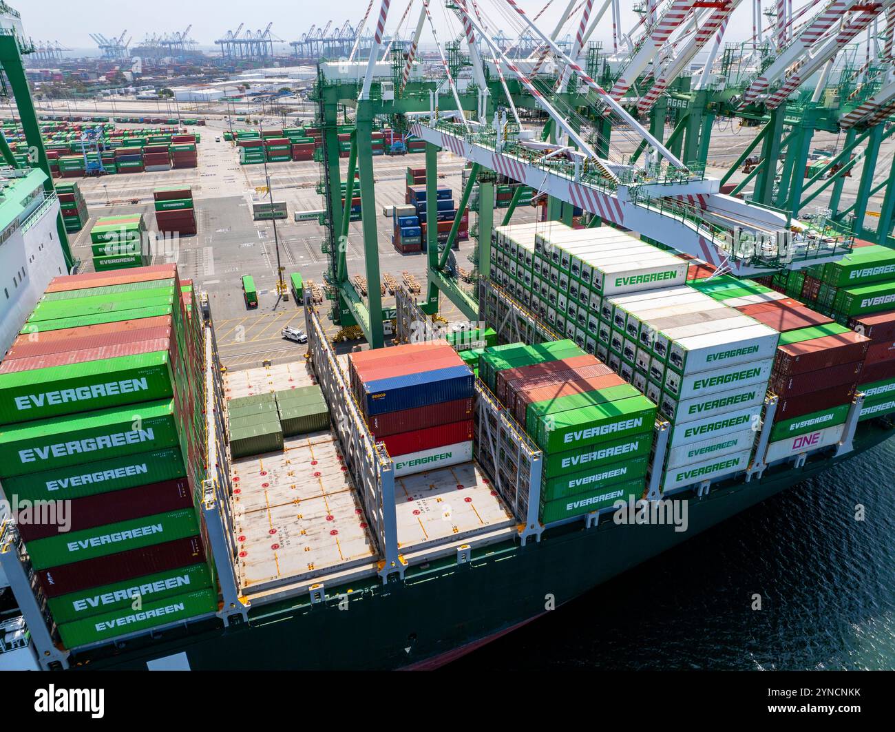 Port of Los Angeles. Everport Shipping Container terminal. Shipping ...
