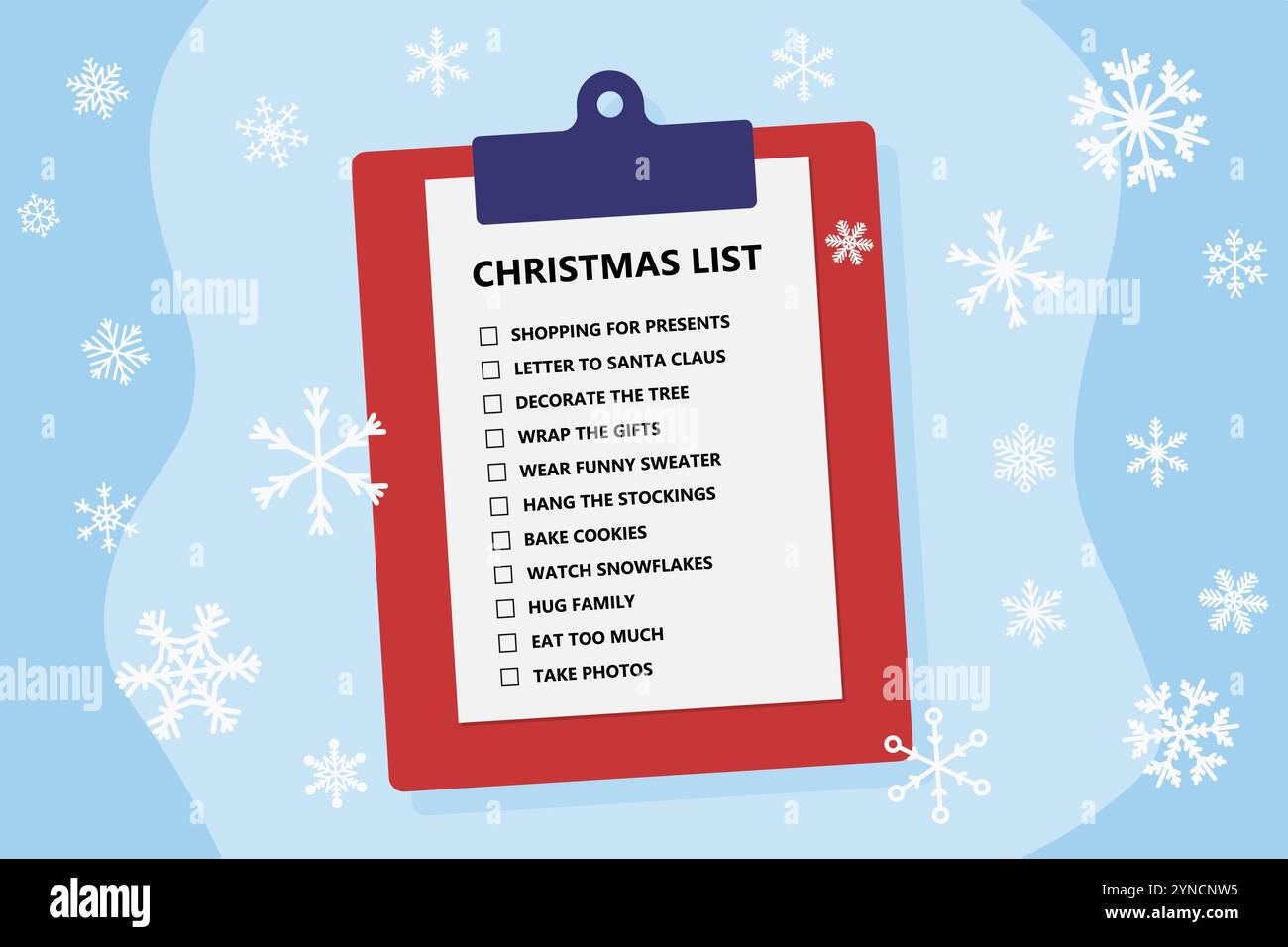 Christmas plans checklist. Vector Christmas to do list clipboard Stock ...