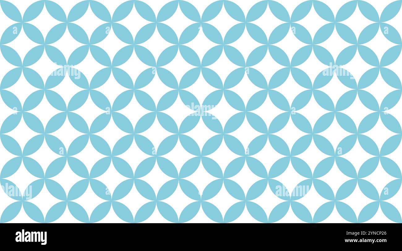 Cyan on white geometric pattern. Overlapping circles and ovals abstract ...