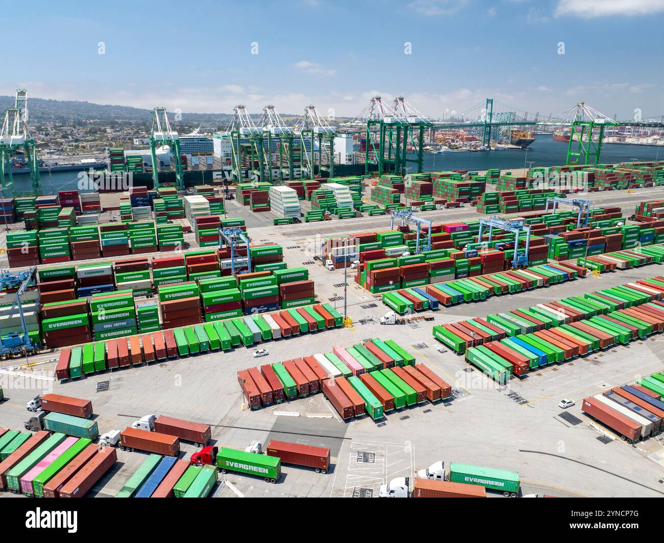 Port of Los Angeles. Everport Shipping Container terminal. Shipping ...