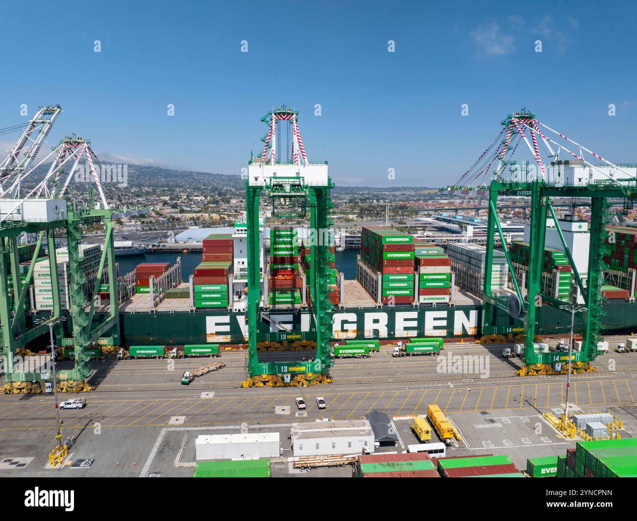 Port of Los Angeles. Everport Shipping Container terminal. Shipping ...