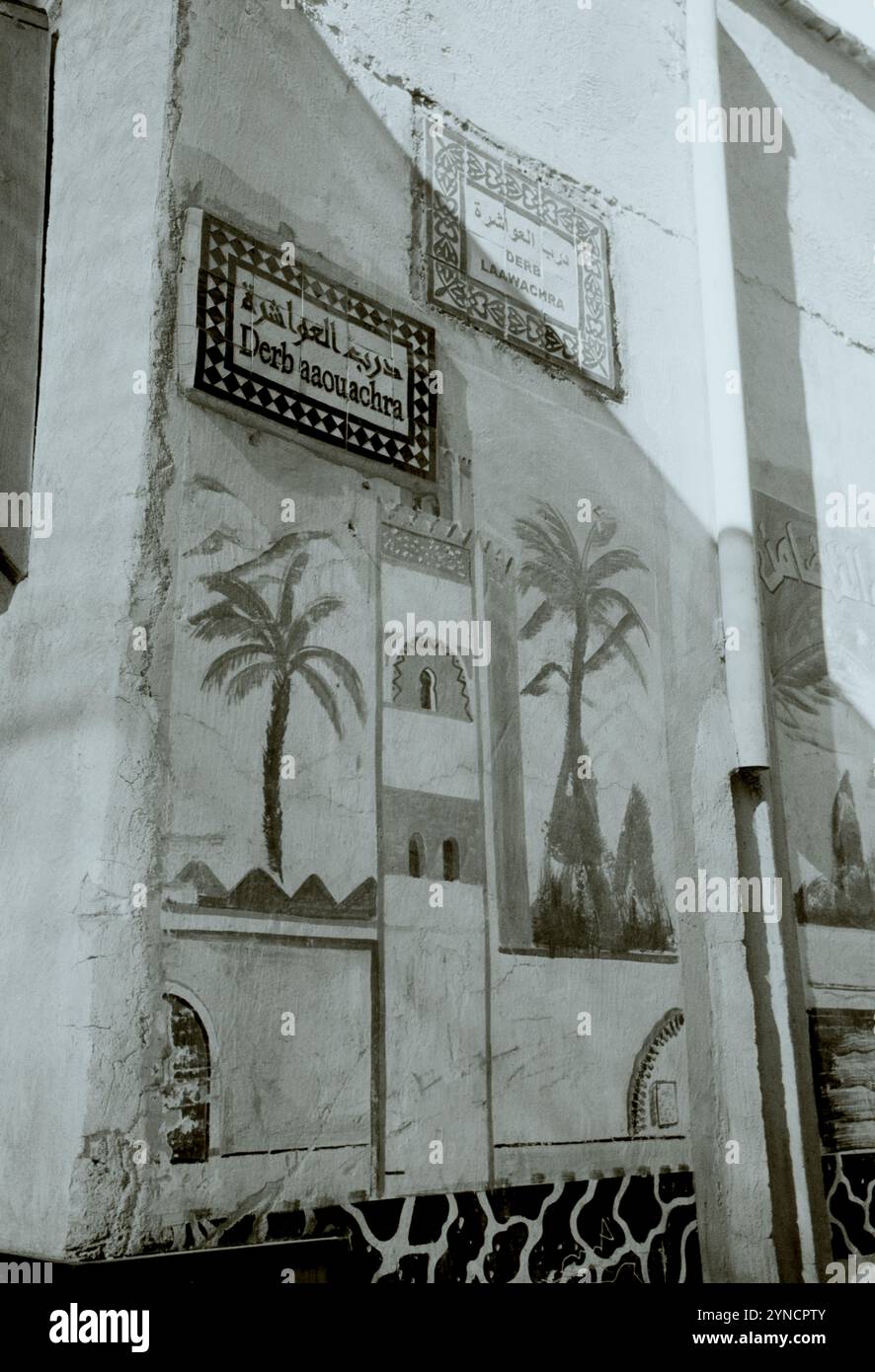 Street art in the souk of the old city of Marrakesh in Morocco in the ...
