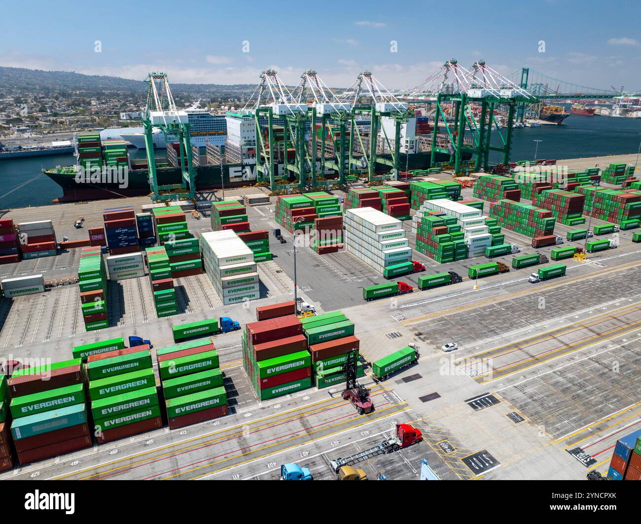 Port of Los Angeles. Everport Shipping Container terminal. Shipping ...