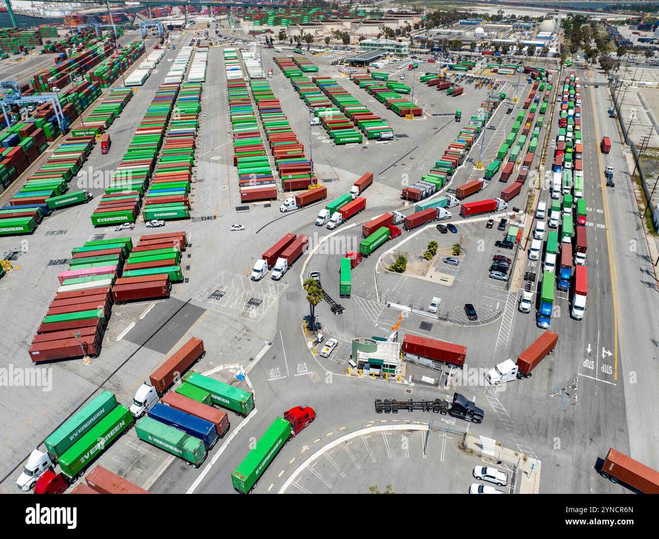 Port of Los Angeles. Everport Shipping Container terminal. Shipping ...