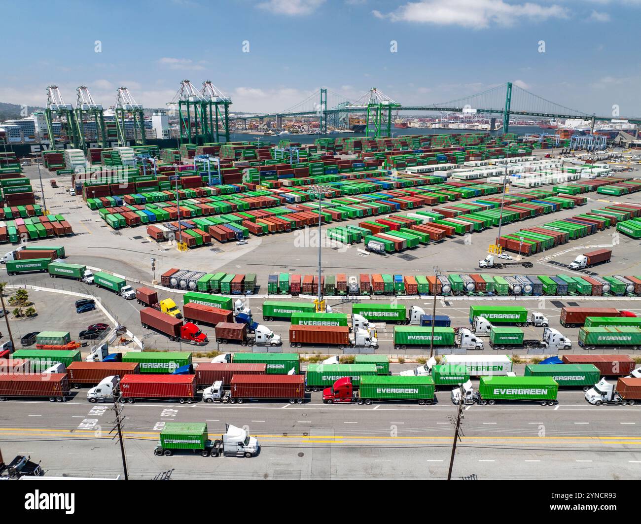 Port of Los Angeles. Everport Shipping Container terminal. Shipping ...