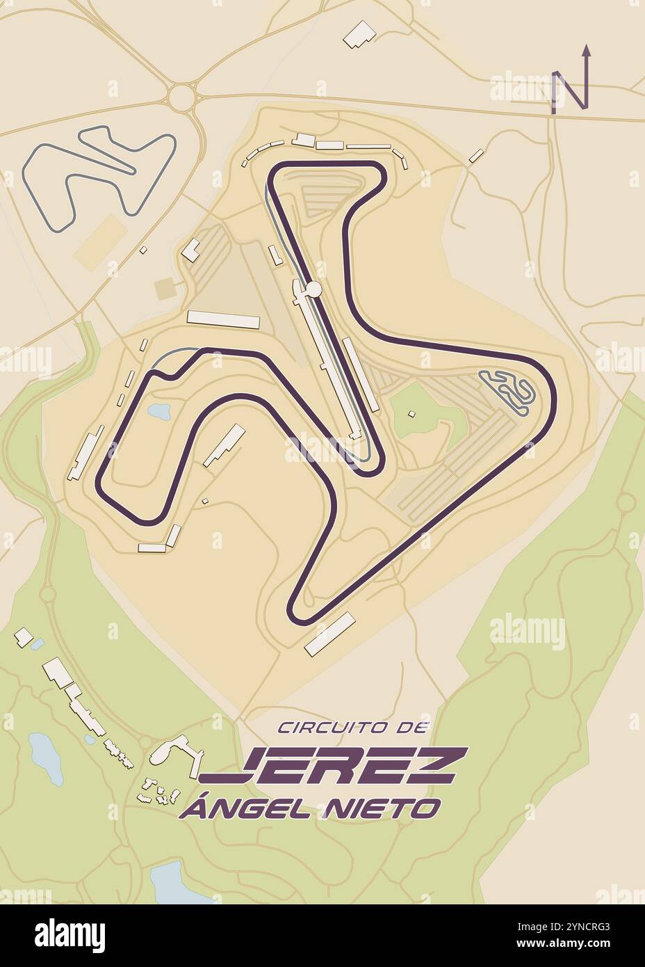 This is a detailed map of the Circuito de Jerez racetrack, also known ...