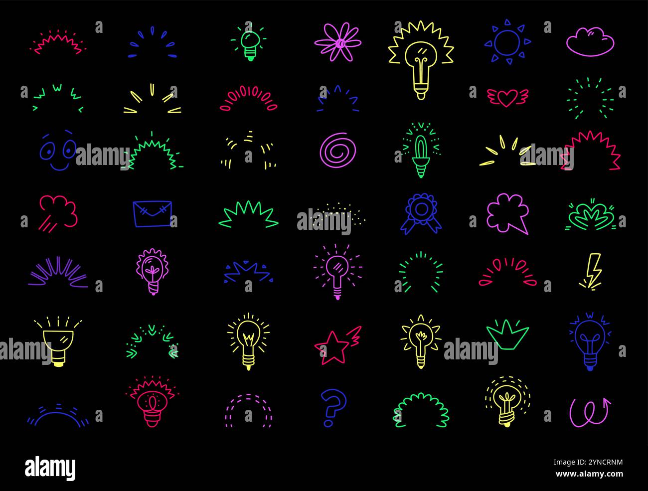 Drawn light bulbs in Stock Vector Images - Alamy