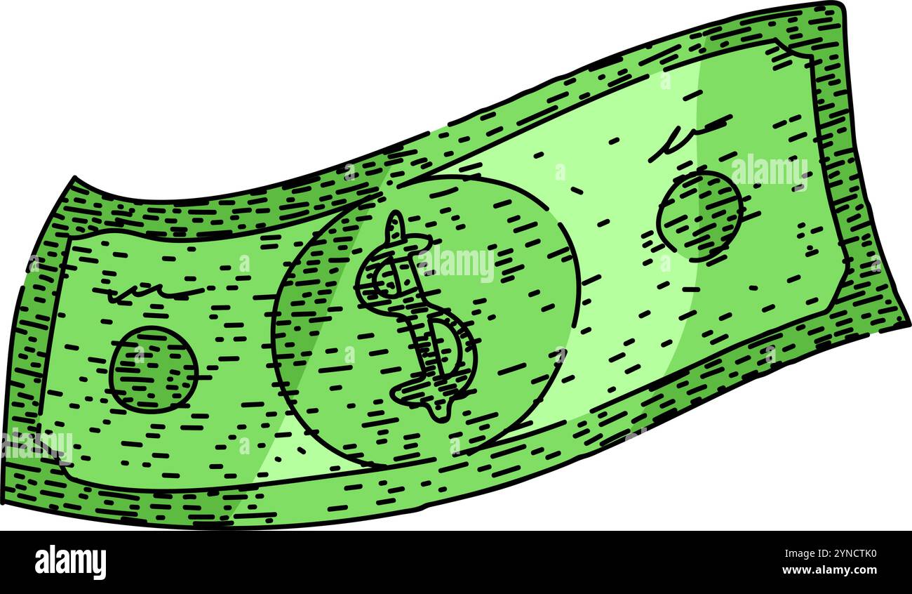 finance dollar bill sketch hand drawn vector Stock Vector Image & Art ...