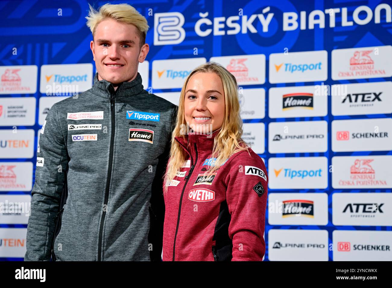 Prague, Czech Republic. 25th Nov, 2024. From left Czech biathletes ...