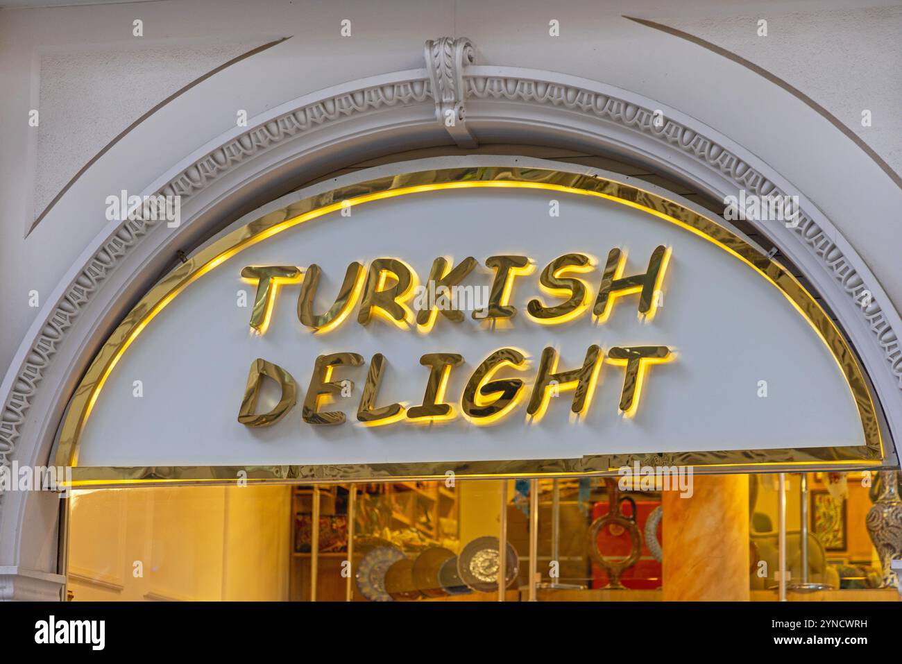 Turkish Delight Gold 3d Sign With Glow at Shop in Istanbul Stock Photo ...